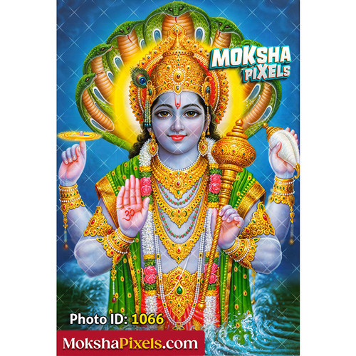 A Restored Vintage Depiction of Lord Vishnu's Blessing (Digital ...