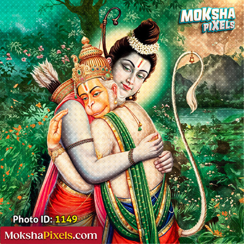 Lord Rama and Hanuman Embrace - Restored Devotional Art (Digital ...