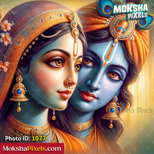 Lord Krishna and Radha: Mystical AI Art Download | Moksha Pixels