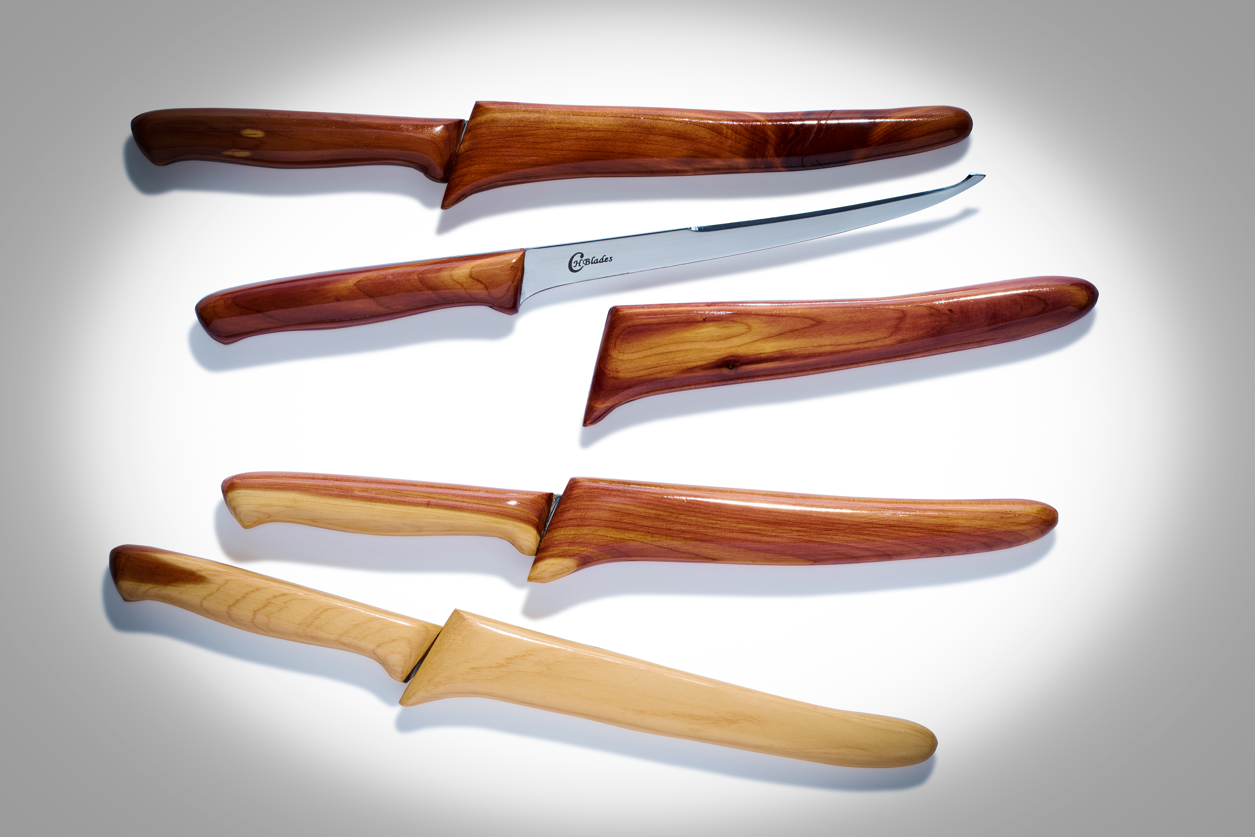 CHB Custom Fillet Knives, Custom Wood Sheaths