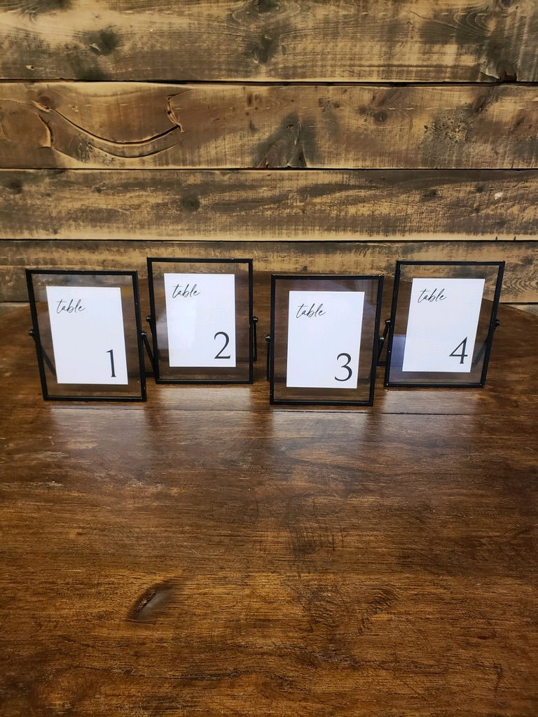 Black Frame Table Numbers | Empress Tents