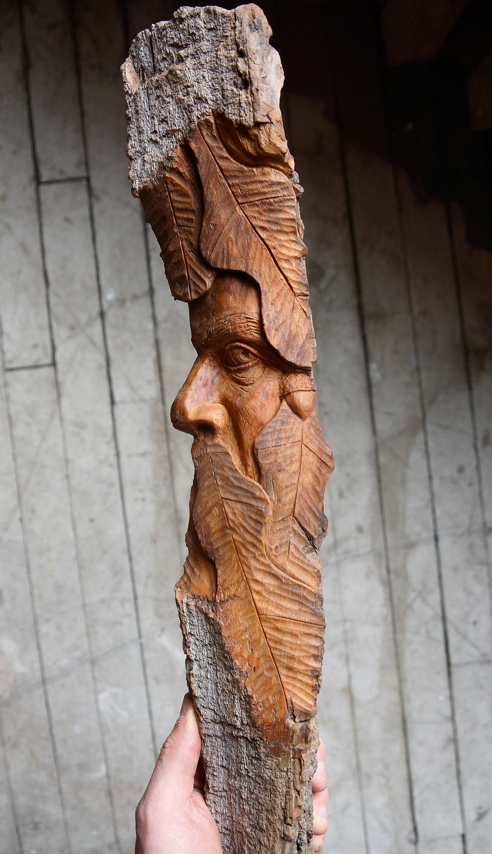 Oak Leaf Green Man Profile | Lucas Kost Sculpture