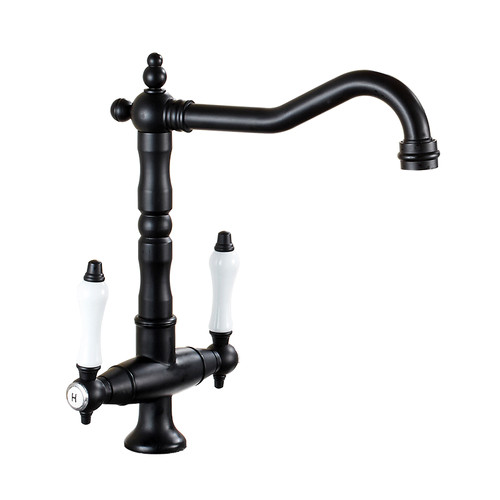 B SERIES - Large spout dual-lever swivel mixer tap (Blackened Brass ...