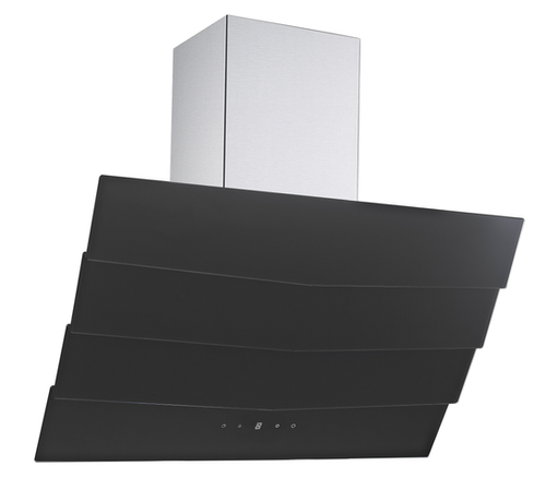 Falco 90cm Slanted 3 Panel Black Glass Extractor | Banwell Appliances