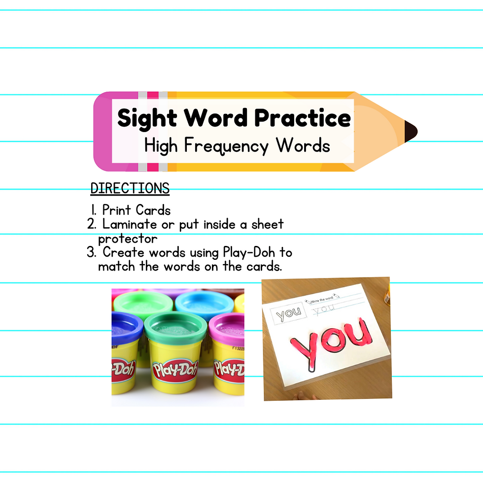 Free High Frequency Word Cards - Play Doh Words | Campbell Teach