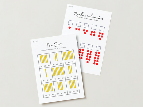 Montessori inspired math worksheet x4 | BarefootChild