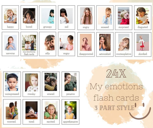 my EMOTIONS 3 part style flash cards | BarefootChild