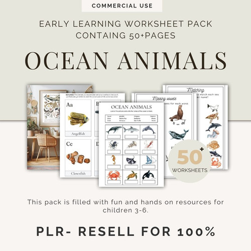 2x OCEAN THEMED early learning morning work pack PLR- commercial use ...