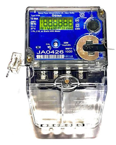 Genus 1 Phase, 2W, AC Static kWh Meter 10-60A 240V | NEW JASPAL ELECTRICALS