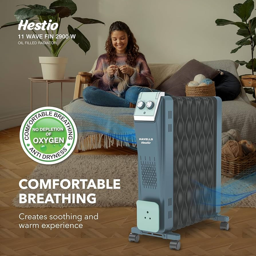 Havells Hestio OFR 15F Wave Fins with Fan | NEW JASPAL ELECTRICALS