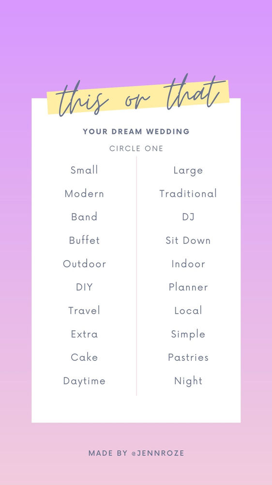 This or That Wedding Instagram Story Template