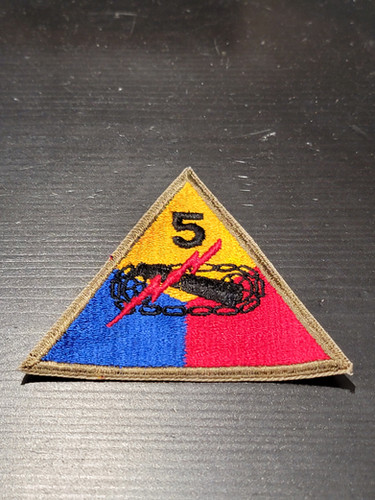 Original WW2 US Army Armor Triangle 5 Fifth Armored Division Patch 746 ...