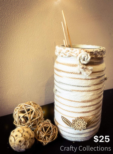 Wool wrapped striped vase | CraftyCollections