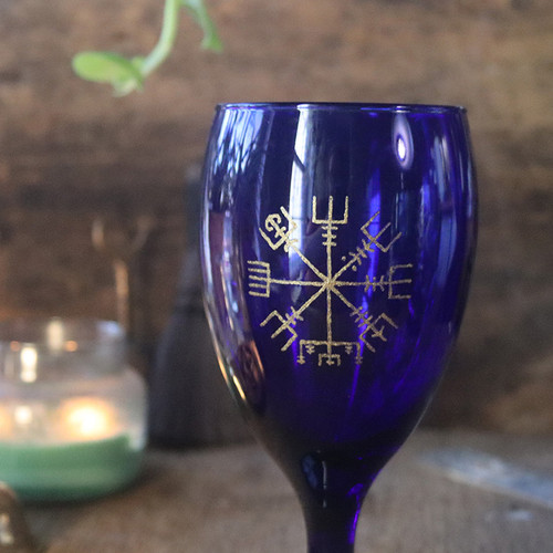 Etched and Enameled Vegvisir Wayfinder Chalice | Arachnes Web