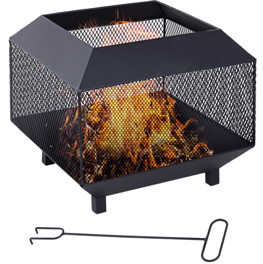 Metal Square Fire Pit Outdoor Mesh Firepit | Warrington Logs