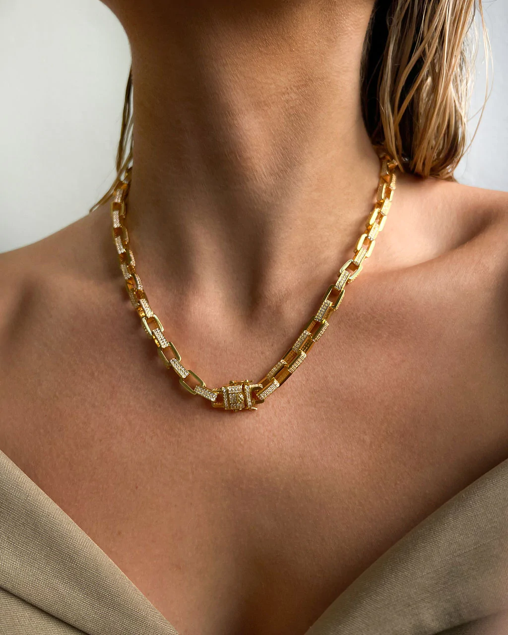 Luv AJ | Boxy Pave Chain Necklace | Shop Smith & Main