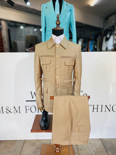 Khaki Safari Suit | M&M Formal Clothing
