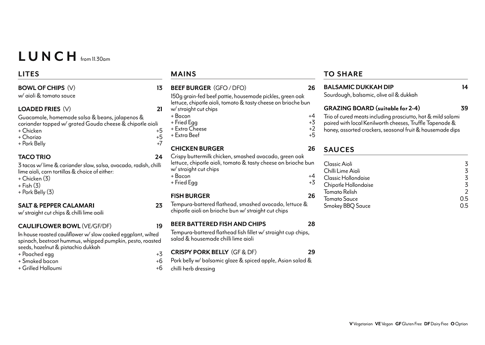 Full Menus | Depot Cafe