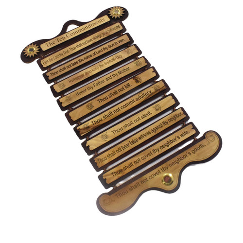 15" Handmade Olive Wood Ten Commandments Wall Hanging – Crafted in the ...