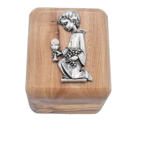 First Communion Olive Wood Rosary Box - Perfect gift. | Saint Michael Wood