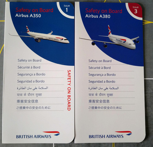 BRITISH AIRWAYS AIRBUS A350 & A380 SAFETY CARDS | wings400
