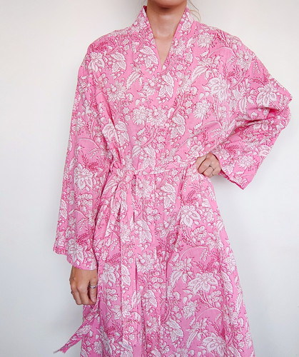 Pink City in Your Heart India Hand block Robe | Gimgim By Drew