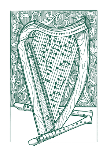 Medieval Harp Holiday Cards | Margaret Davis Art