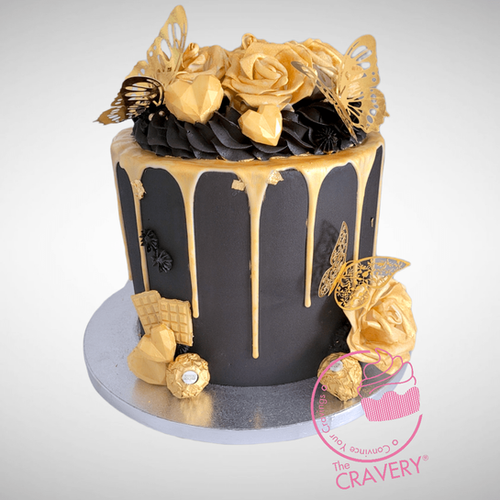 BLACK AND GOLD DRIP CAKE | THE CRAVERY CAKES