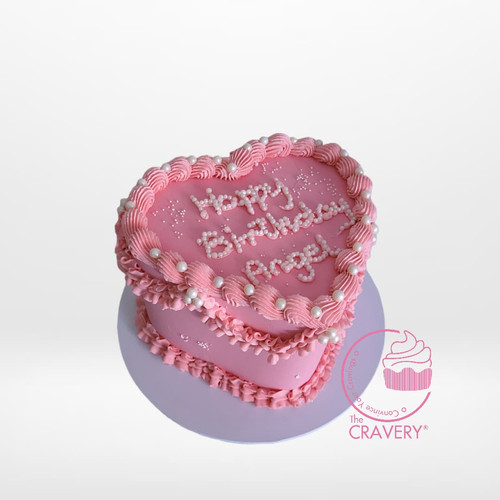 PINK HEART SHAPED CAKE | THE CRAVERY CAKES