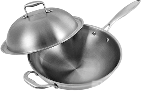 32cm Stainless Steel Wok \ lid | LeKITCHEN INC