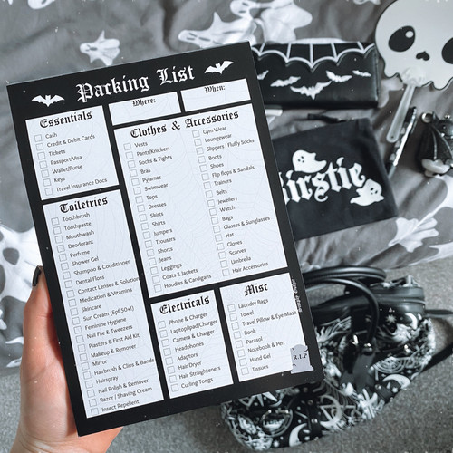 Gothic Packing List Notepad | SimplyGothic