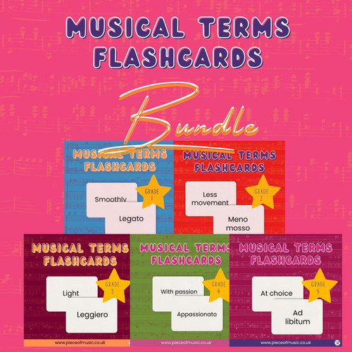 Musical Terms Flashcards Bundle Grades 1-5 | Piece of Music