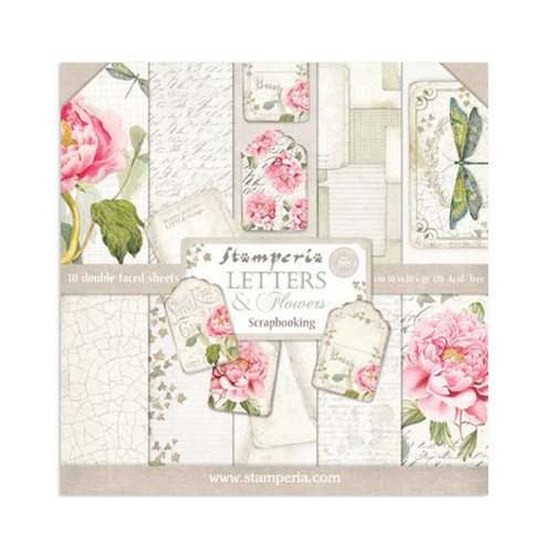 Scrapbooking Pad 10 sheets cm 30,5x30,5 (12"x12") - Letters & Flowers ...