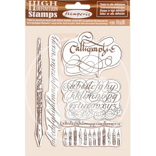 HD Natural Rubber Stamp cm 14x18 - Calligraphy | Stamperia