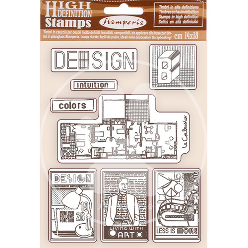 HD Natural Rubber Stamp cm 14x18 - Bauhaus design | Stamperia