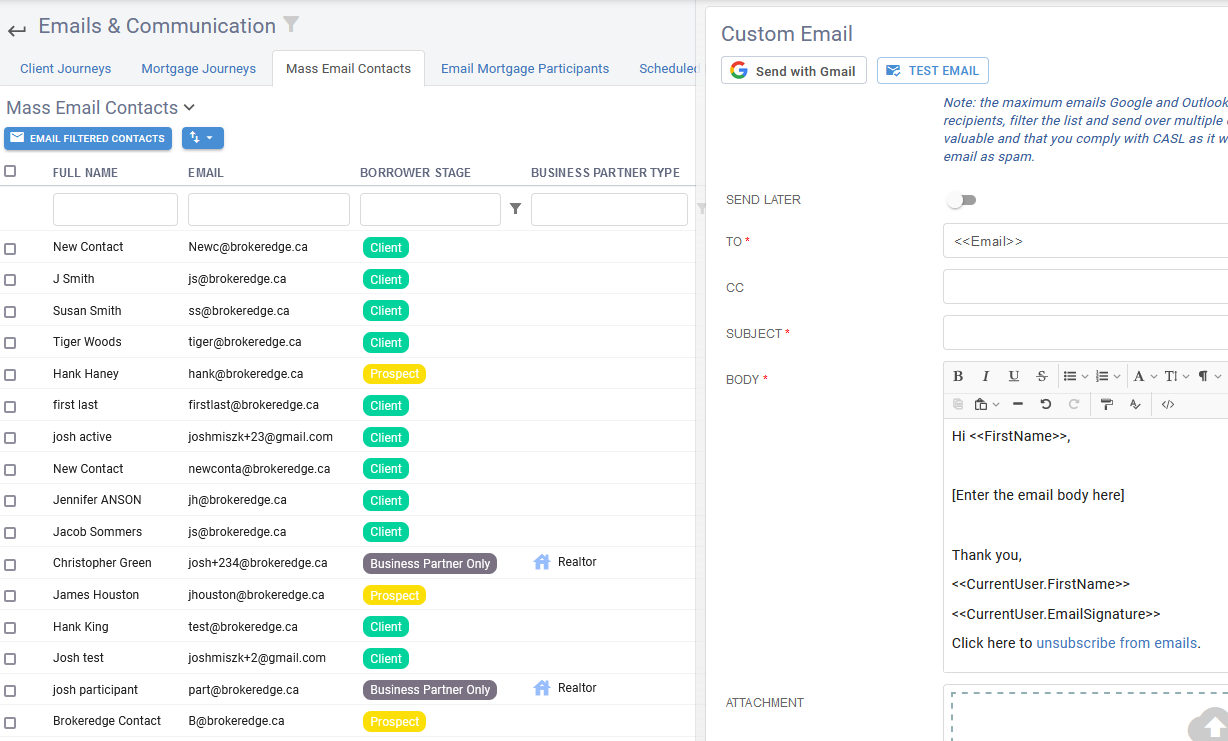 Emailing & Texting your Contacts