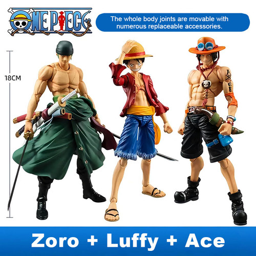 One Piece Luffy/Zoro/Ace action figure with movable joints | animeworld ...