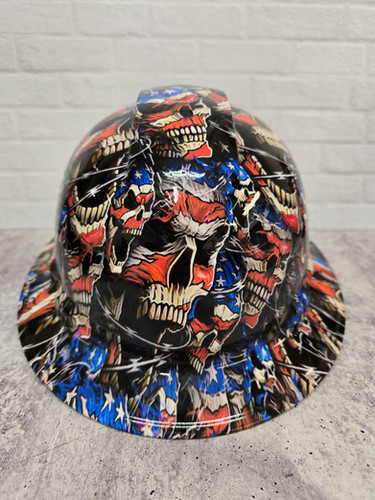 American Barbed Wire Skull Custom Hydro Dipped Hardhat | Southern ...
