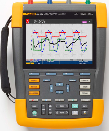 Fluke 190-104 100MHz 4-CH Handheld Oscilloscope ScopeMeter 1.25GS/s FLUKE