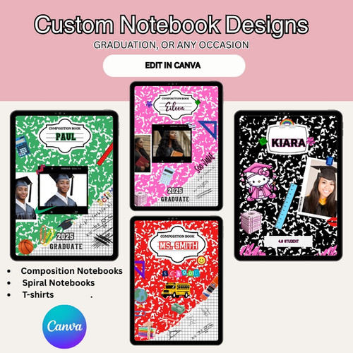 Editable Composition Notebook - Journal Cover Templates | Drag and Drop ...