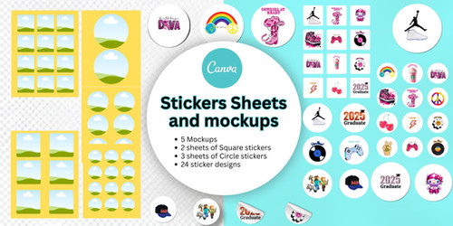 Fun & Versatile Sticker Sheets + Mockups | Printable & Editable in ...