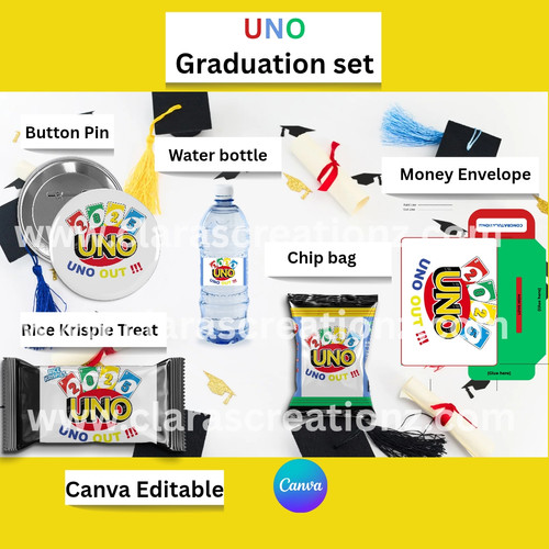 UNO Graduation party favor fun template and mockups bundle | Canva ...
