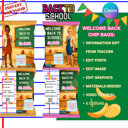 Back-to-School Welcome Chip Bags |Templates | Gift From Teacher ...