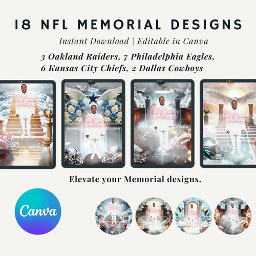 18 NFL Memorial Designs | Prints | Editable in Canva | Printable ...