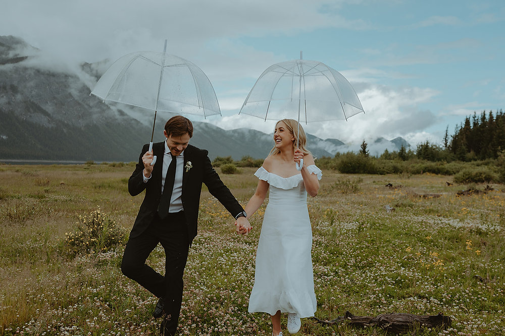 Rainy, Moody, Lakeside Mountain Elopement | Calgary Wedding ...