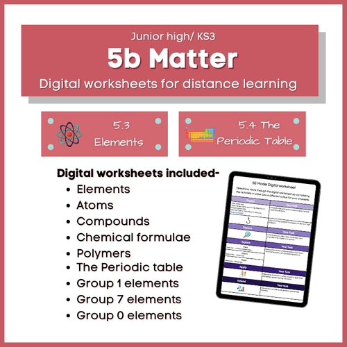 5b Elements and the Periodic Table Distance bundle | Cmgs Science Lessons