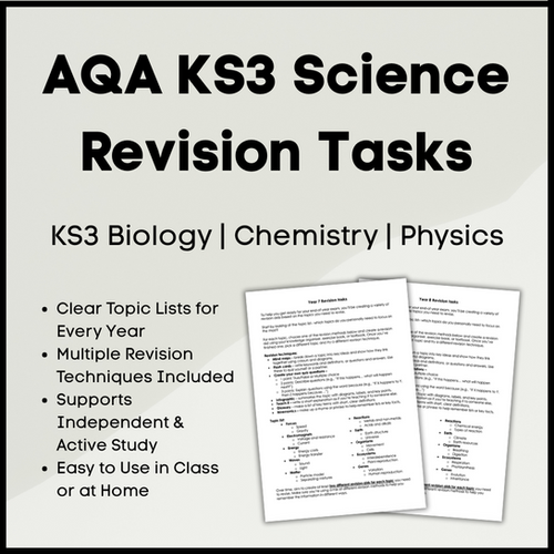 KS3 Science Revision Task Sheets | Cmgs Science Lessons