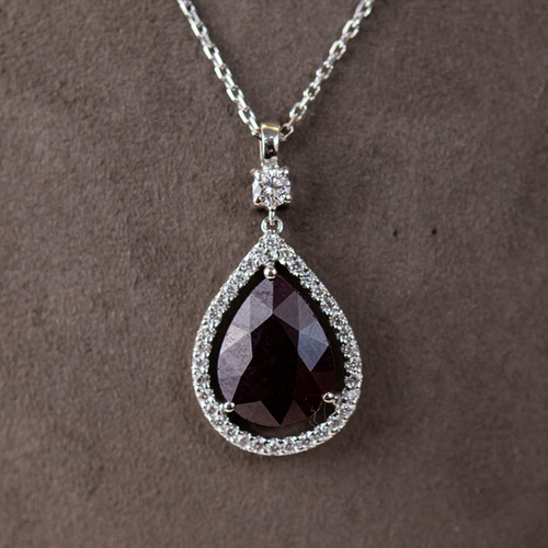 Diamond, Natural Red Beryl Necklace with Chain | Pavilion Diamond