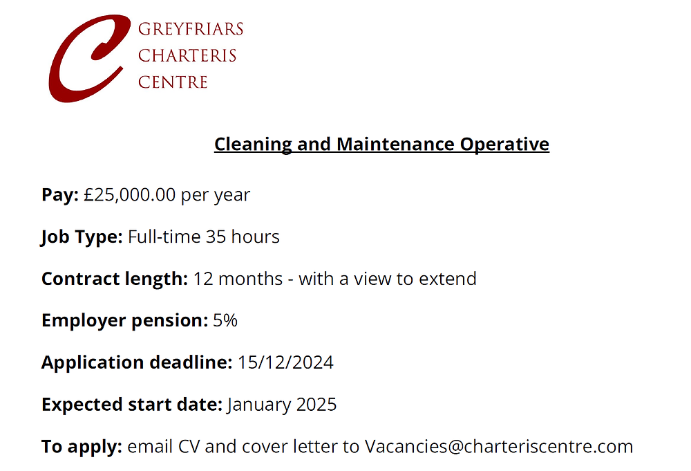 We're Hiring! - Cleaning & Maintenance Operative