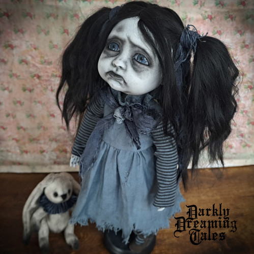 Charlotte, a pouty little goth girl art doll | Darkly Dreaming